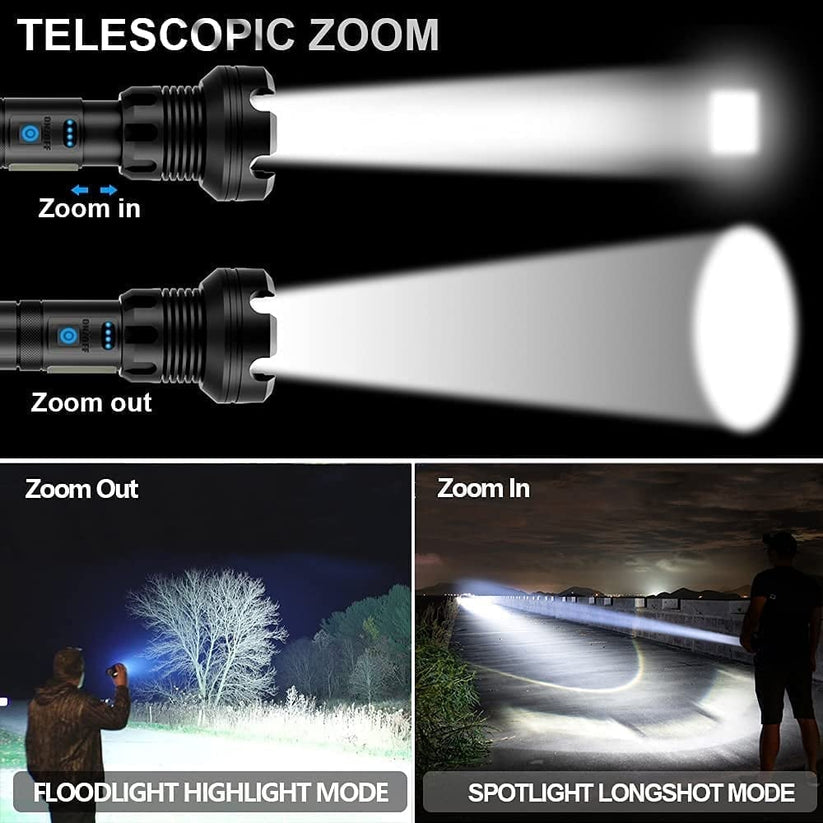 LED Rechargeable Tactical Laser Flashlight 90000 High Lumens – Tevclq